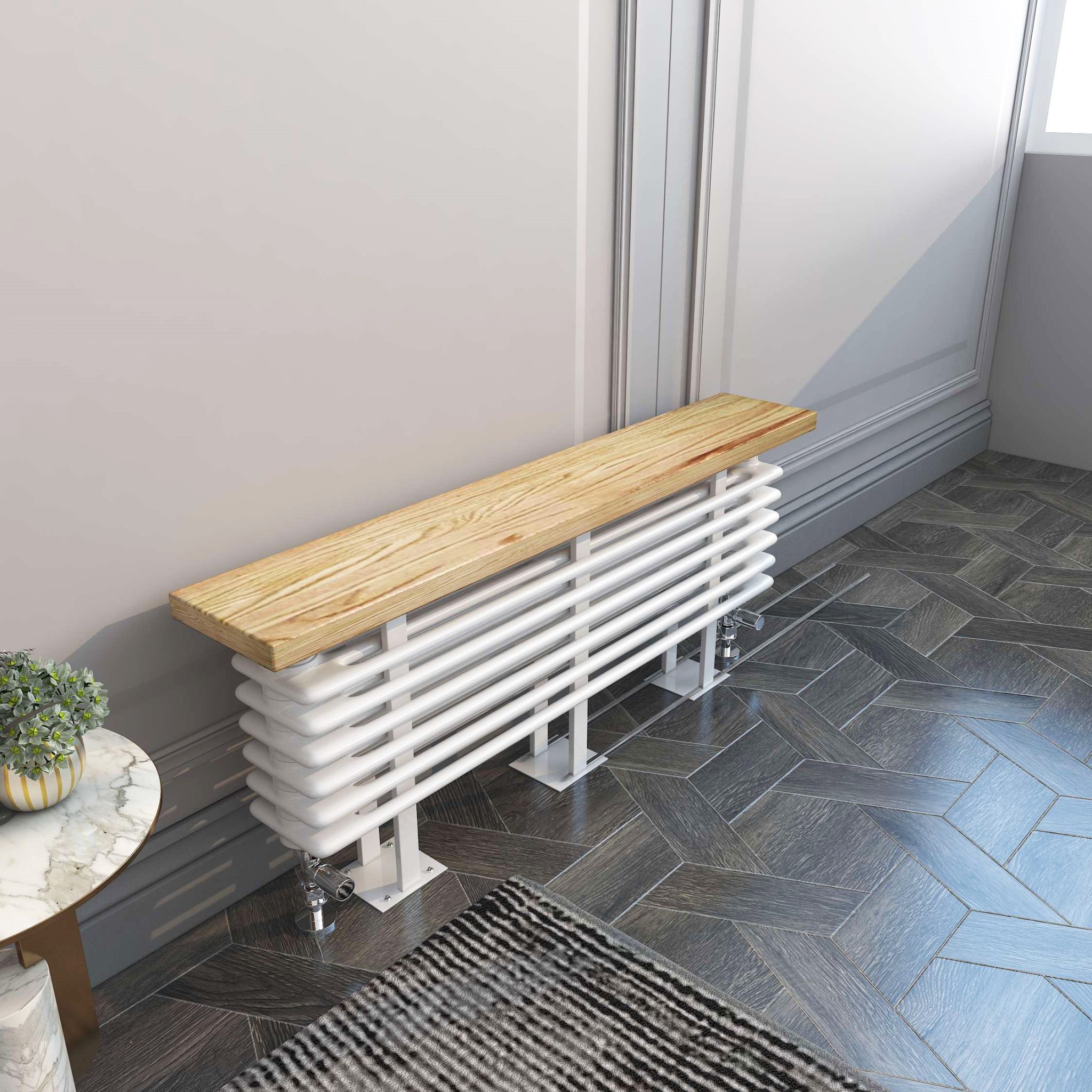 Ferro Bench Radiator - Various Sizes - White - Chelsea Supplies