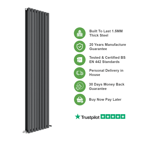 Nirvana Designer Vertical Radiator - Various Sizes - Anthracite Grey ...