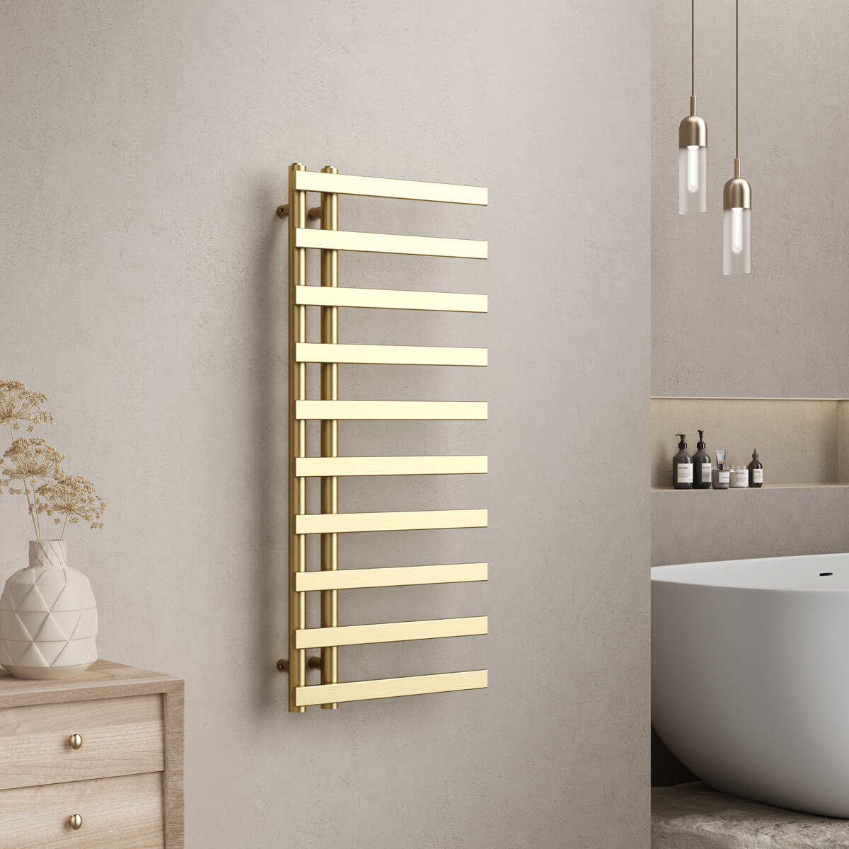 Verona Towel Radiator - Brushed Brass - Chelsea Supplies